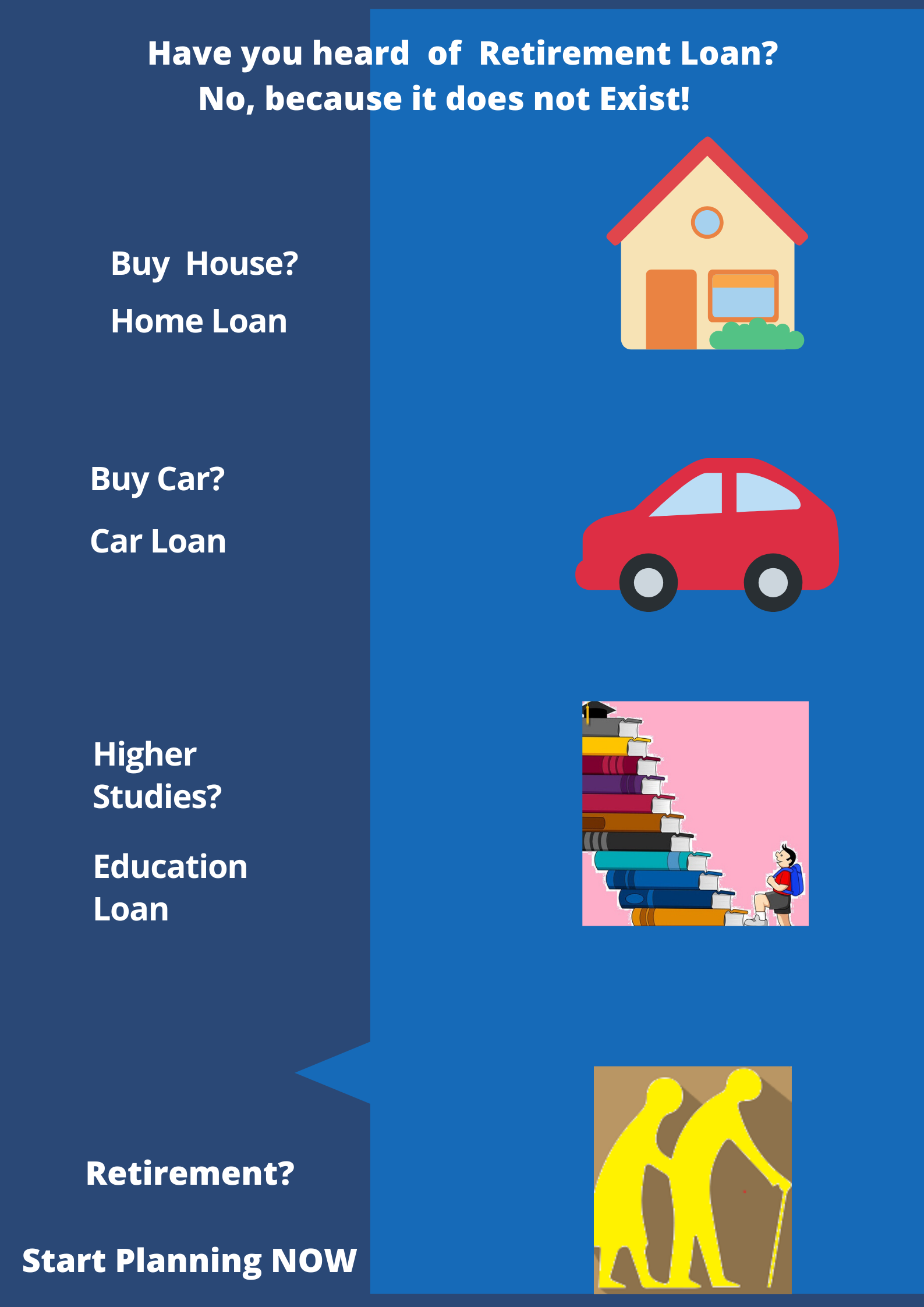 Have you heard of retirement loan? No, because it does not exist ...